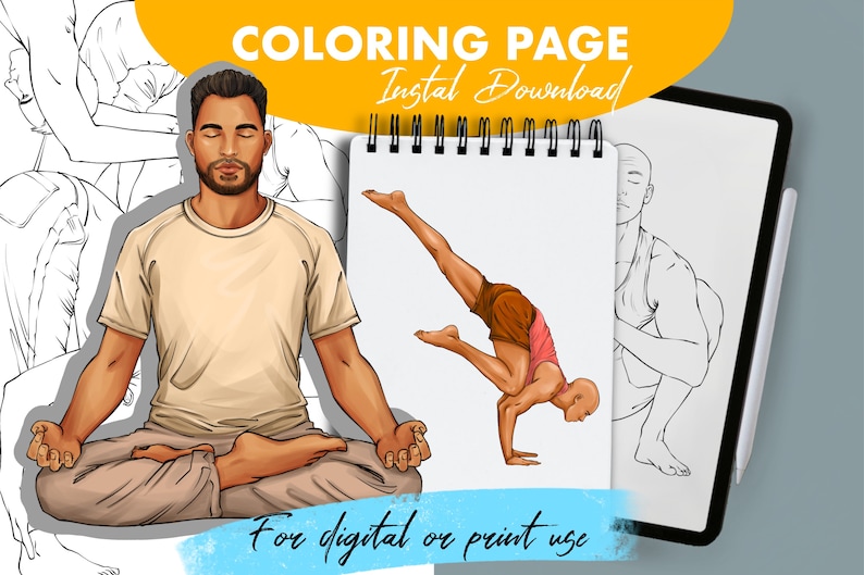 Coloring Book Yoga Coloring Pages Meditation Poses Yoga - Etsy