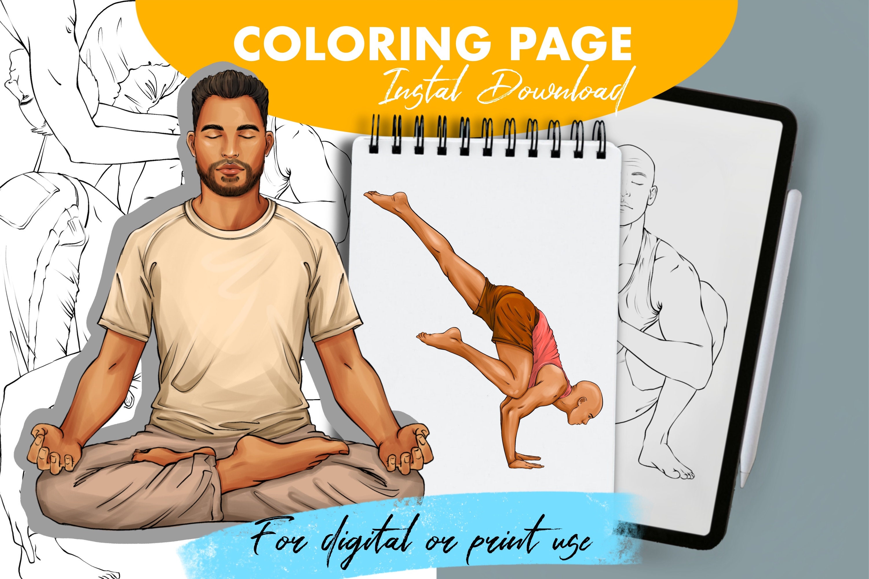 Coloring Book Yoga Coloring Pages Meditation Poses Yoga - Etsy