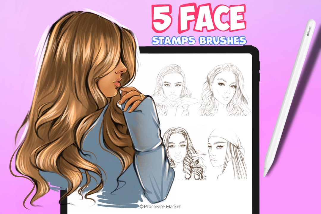 Procreate Female Head Stamps Part -1 | Procreate Woman Head Stamp ...