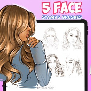 Procreate Female Head Stamps Part -1 | Procreate Woman Head Stamp ...