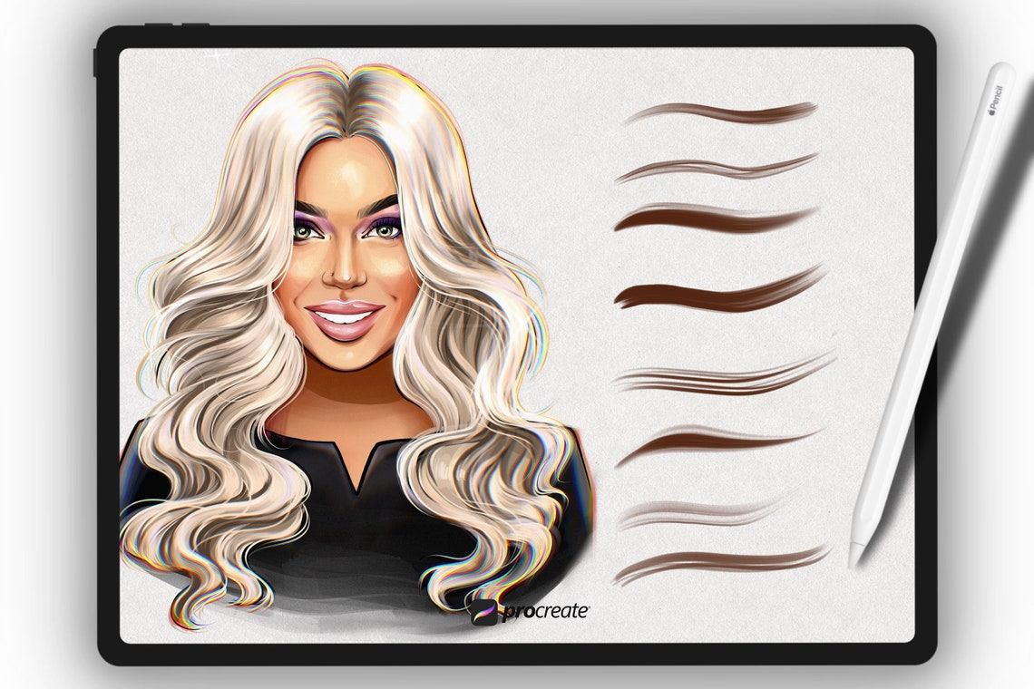 Procreate Hair Brushes. Hair Procreate Brush. Procreate Hair - Etsy