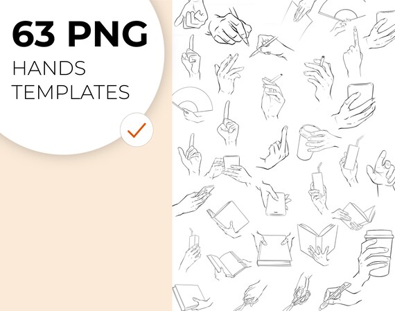 Hands Stamps Templates For Help Drawing PNG 63 | Etsy