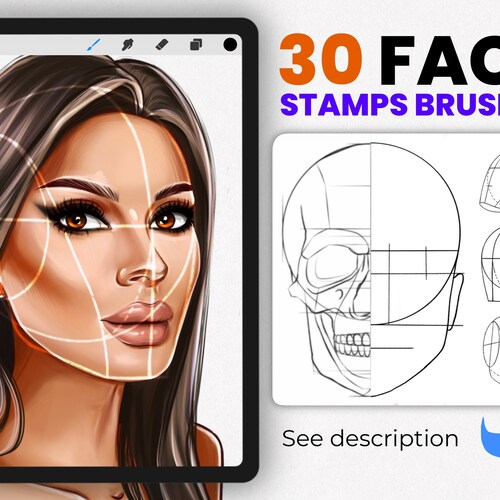Procreate Portrait Guide Stamps Procreate Portrait Brushes - Etsy