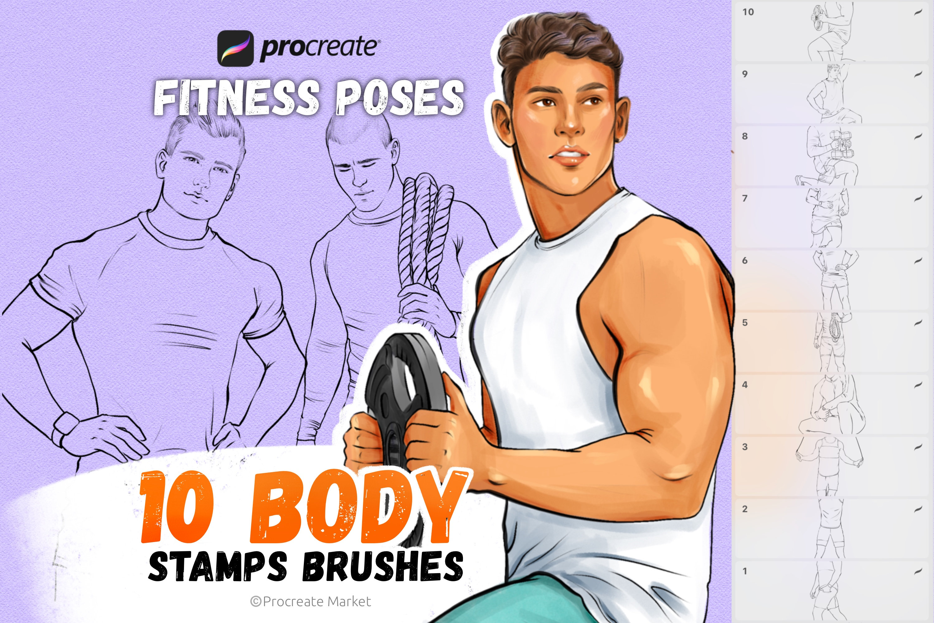 Procreate Male Fashion Poses Stamp Brushes, Male Fashion Poses Stamp ...