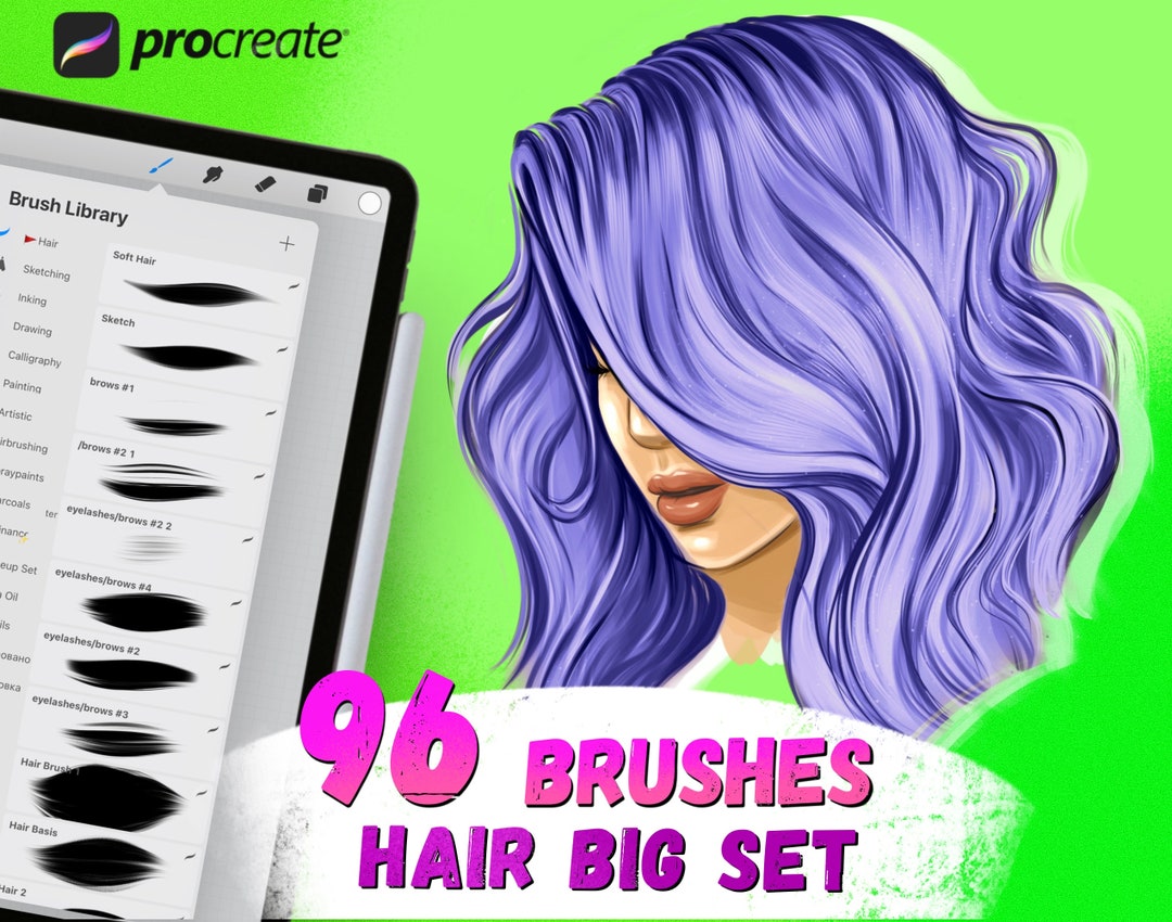 Procreate Hair Brushes. Hair Procreate Brush. Procreate Hair, Eyelashes ...