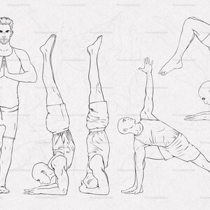 Yoga Poses Procreate Stamps, Procreate Male Body Stamp, Procreate ...