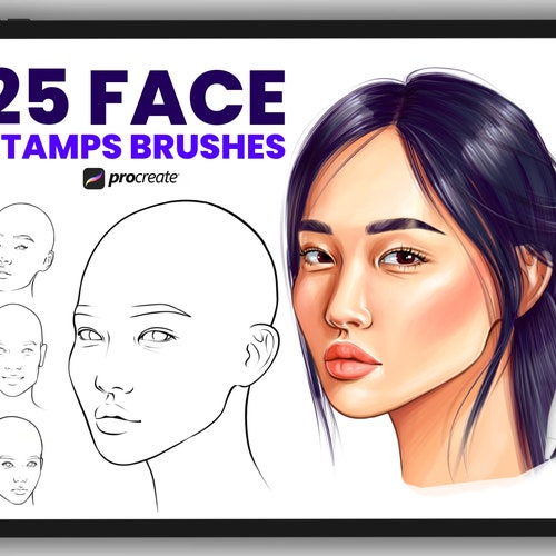 Asian Women Face Stamps Procreate Face Stamp Face Brushes - Etsy
