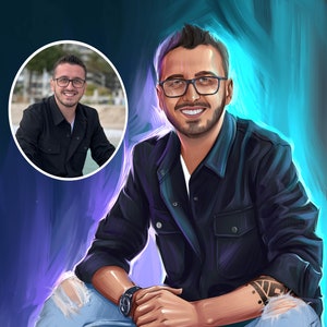 Personalized Portrait, Custom Portrait, Male Portrait, Cartoon Portrait ...