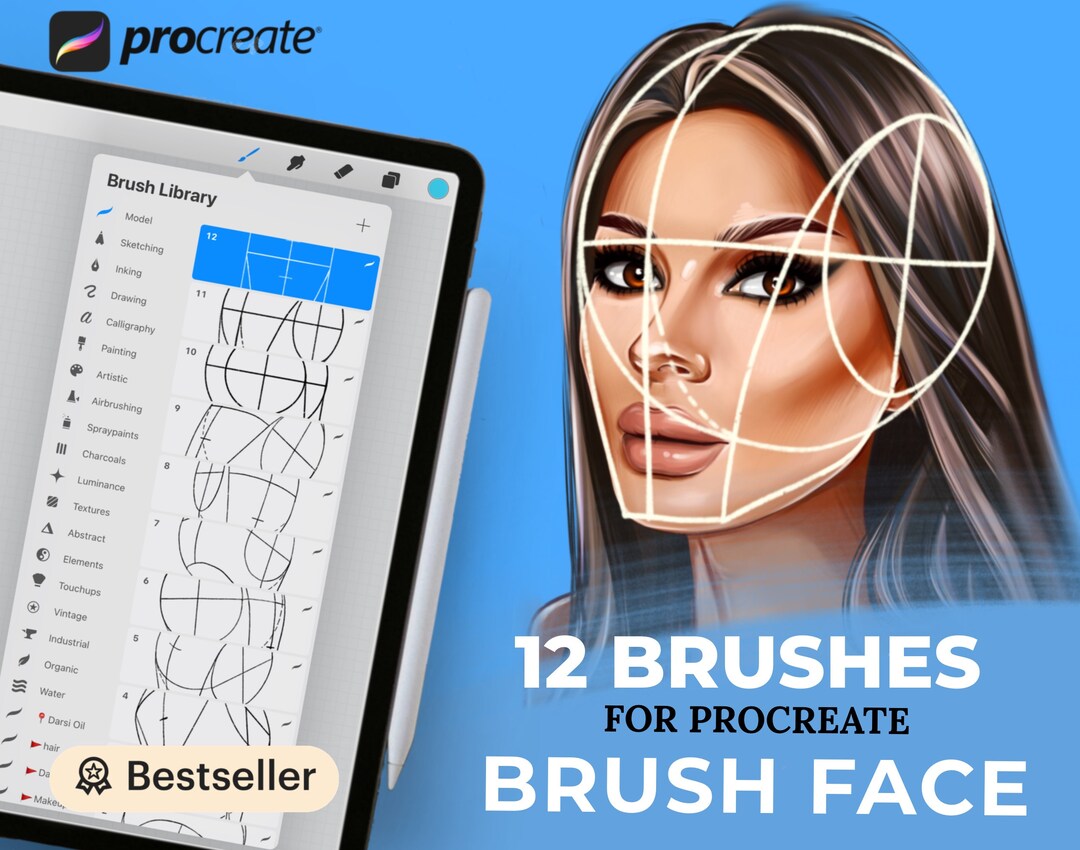 Portrait Guide Procreate Brushes Sketch Model Face - Etsy