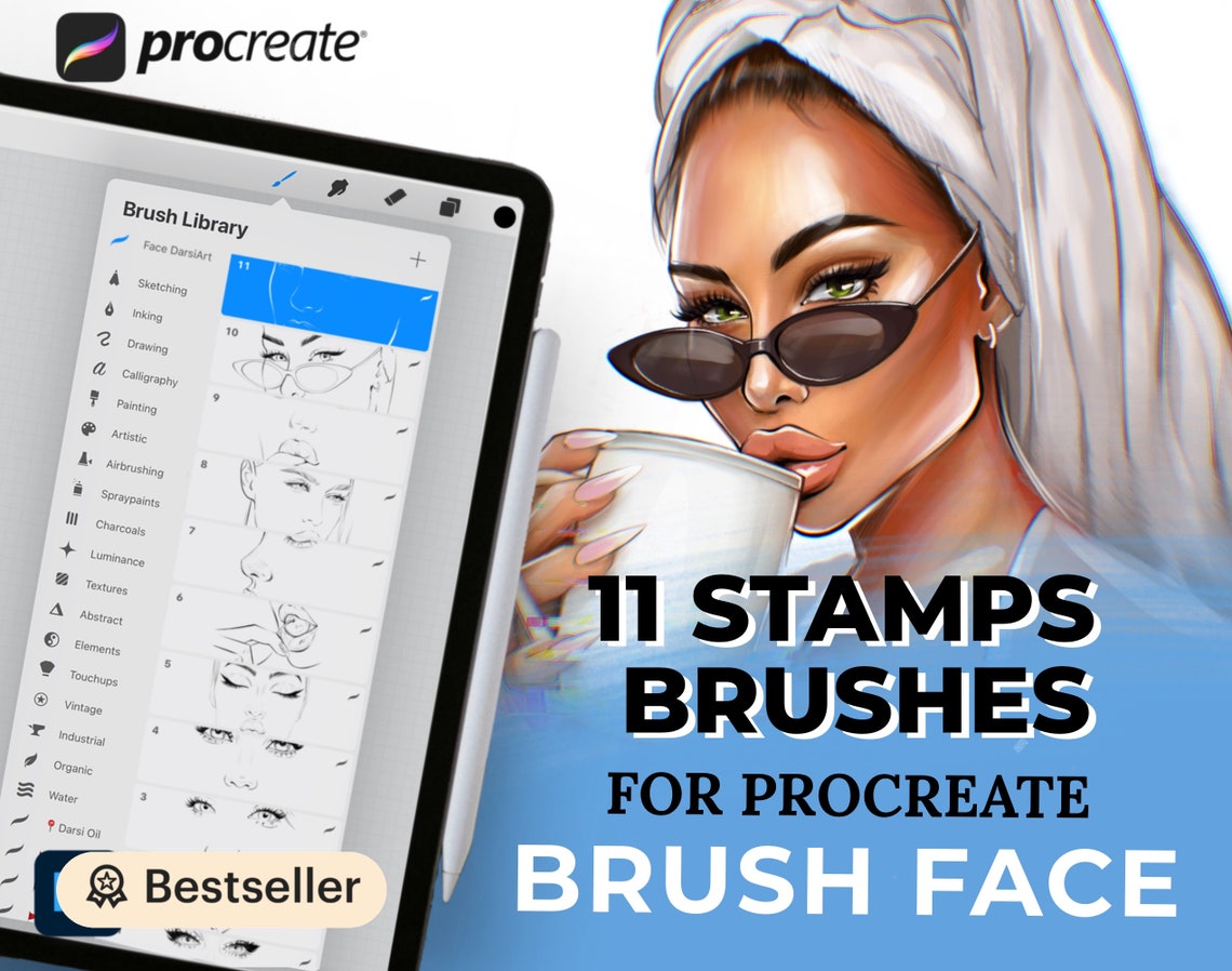 Face Stamp Brushes Procreate Face Template Drawing Template | Etsy