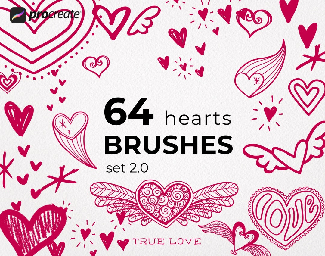 Procreate Brushes Heart Stamps, 64 Procreate Brushes, Hearts Procreate ...