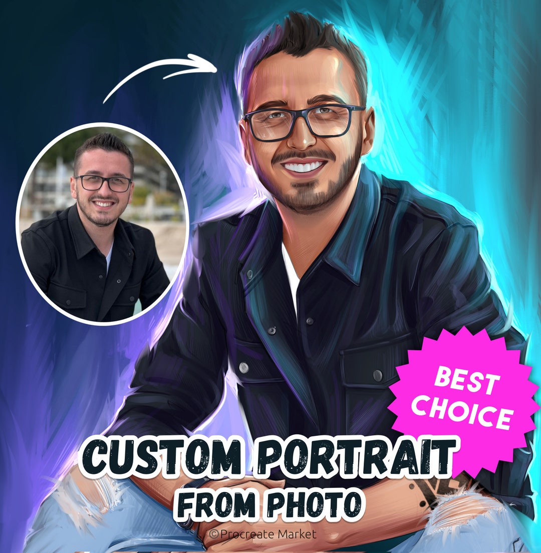 Personalized Portrait, Custom Portrait, Male Portrait, Cartoon Portrait ...