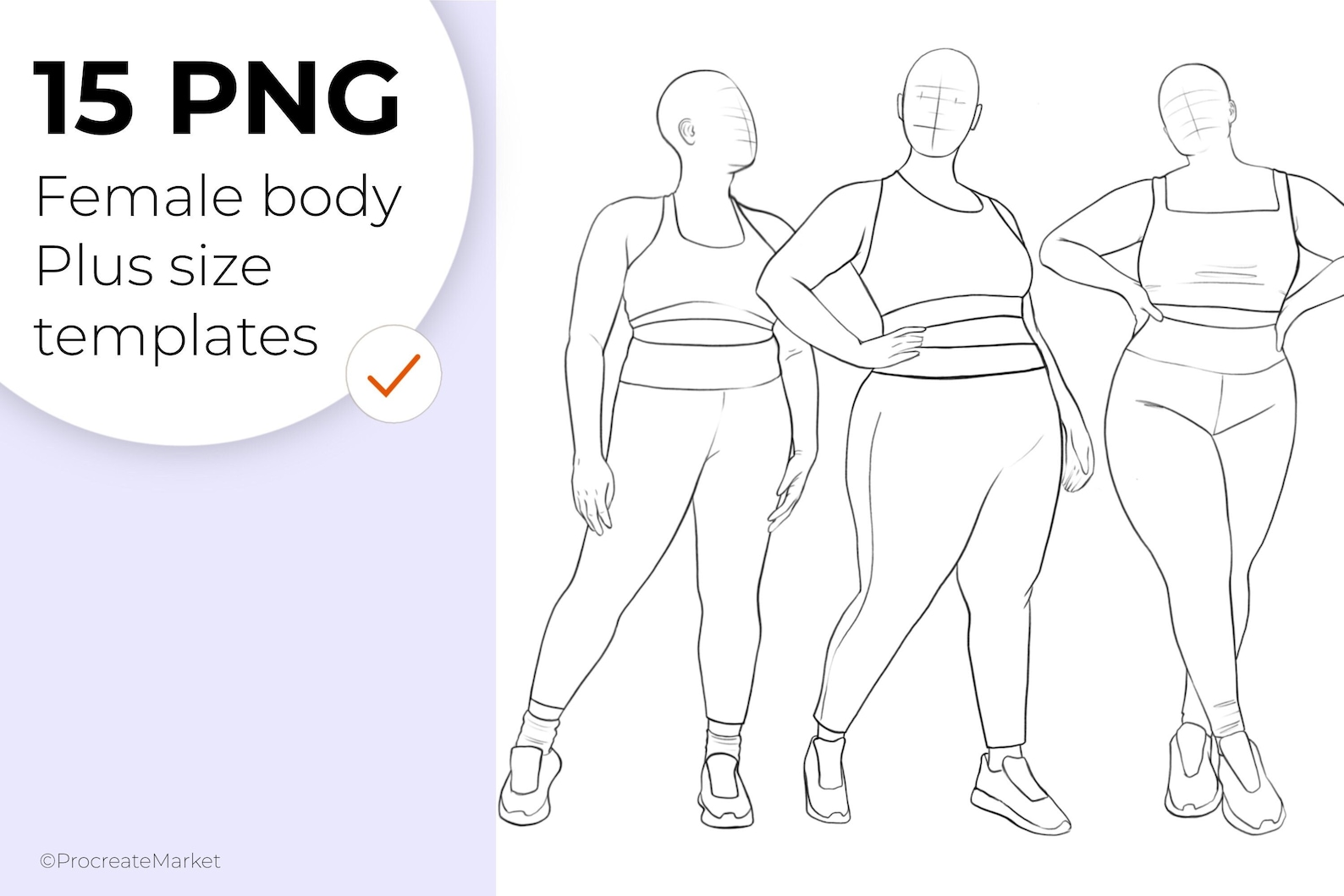 Size Plus Figure Templates Fashion Body Template Drawing - Etsy
