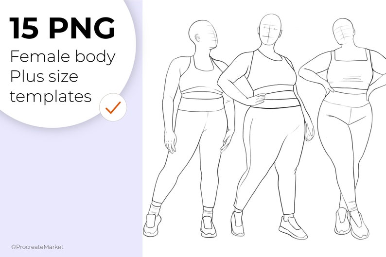 Size Plus Figure Templates, Fashion Body Template, Drawing Template for ...