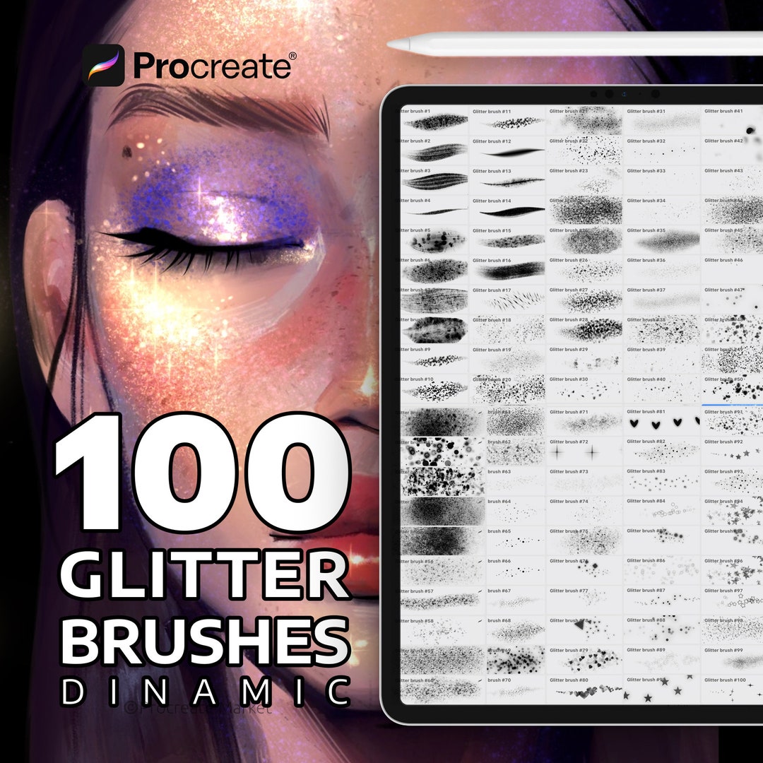 Glitter Procreate Brushes Textures | Shimmer Glitter Procreate Texture Seamless Brush ...