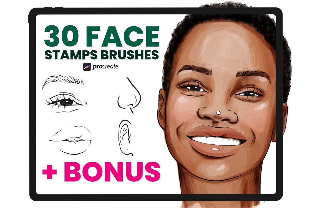 Face Stamp Brushes Procreate African Women Black Female Face For