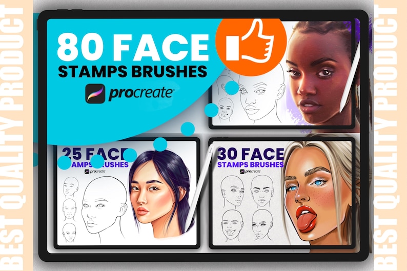 Face Stamp Brushes Procreate Face Template Drawing Template - Etsy