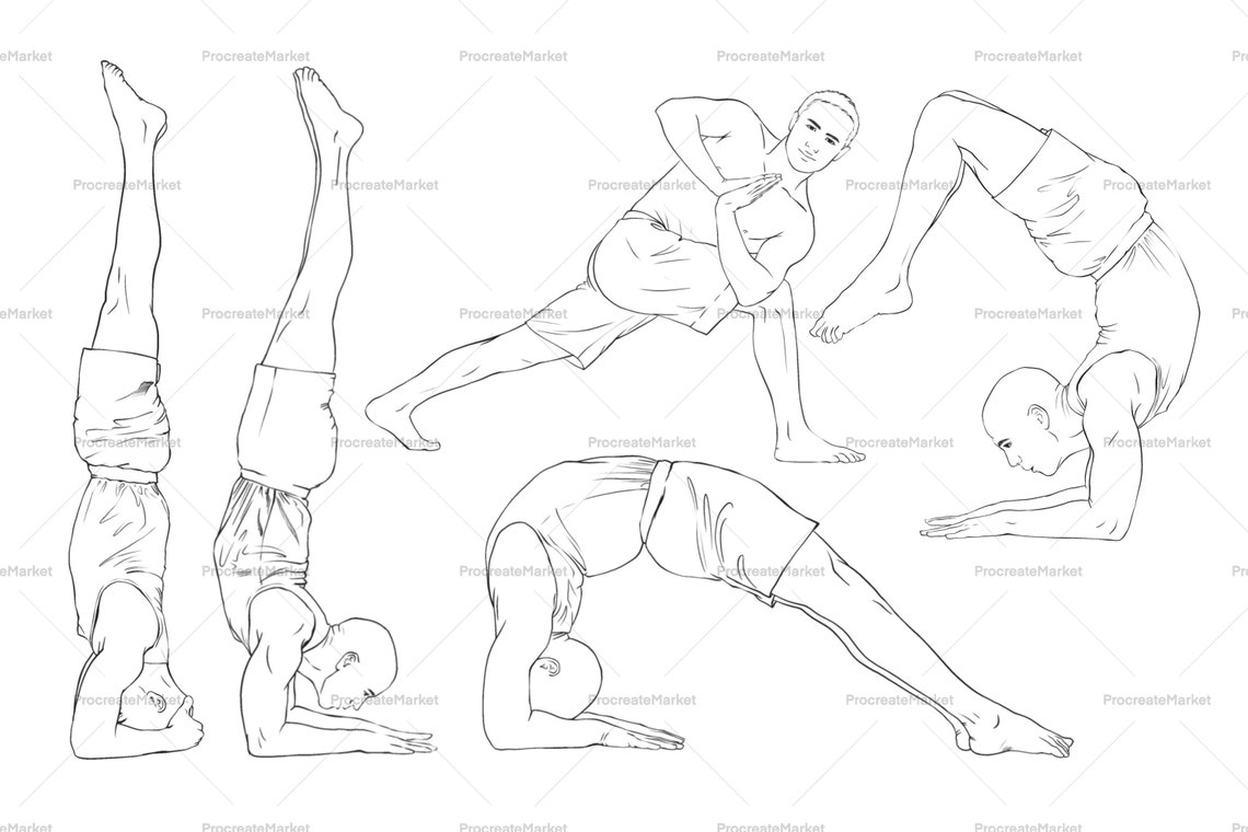 Yoga Poses Coloring Book Meditation Poses Yoga Man Figure - Etsy