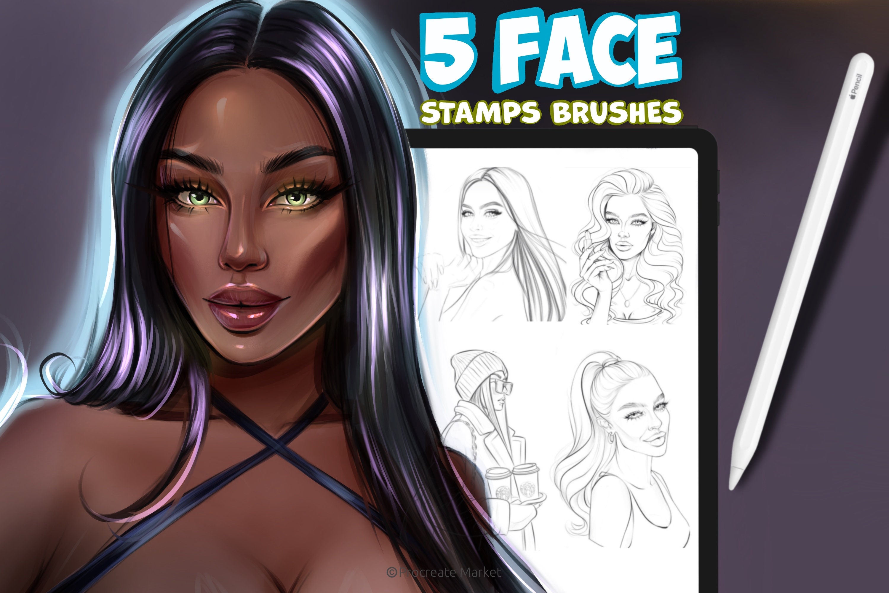 Procreate Portrait Brushes Procreate Face Stamp Brushes - Etsy