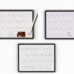 Face Stamp Brushes Procreate, Face Template, Drawing Template for ...