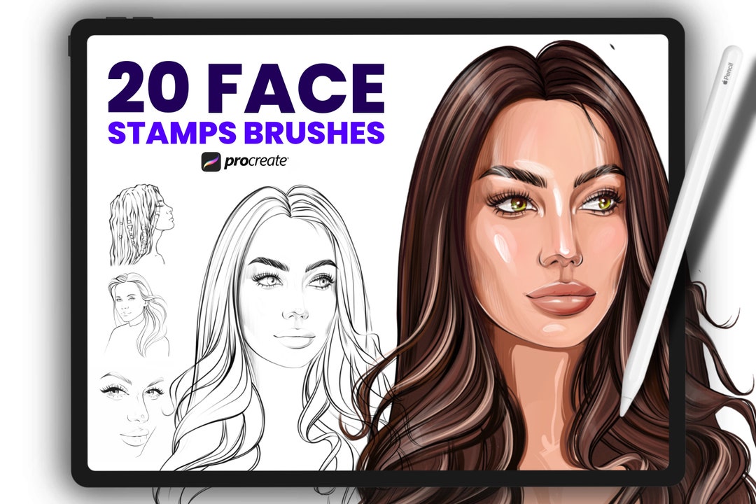 Face Stamp Brushes Procreate, Face Template, Drawing Template for ...