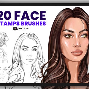 Face Stamp Brushes Procreate, Face Template, Drawing Template for ...