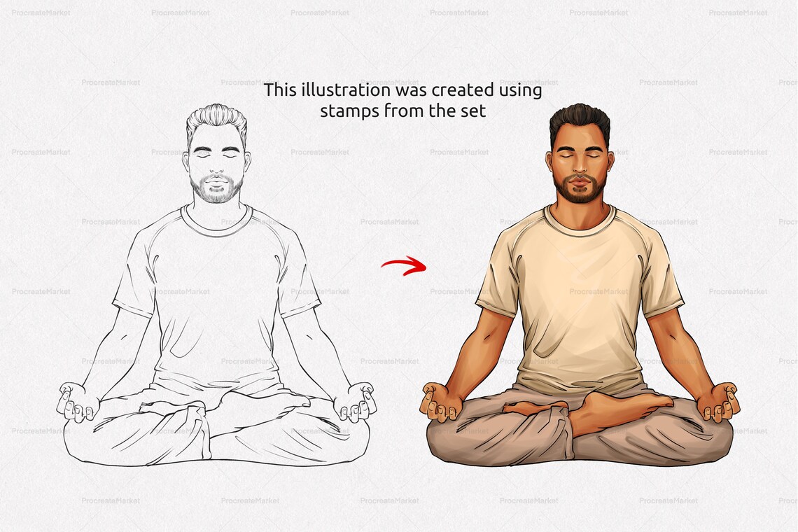 Yoga Poses Procreate Stamps Procreate Male Body Stamp - Etsy