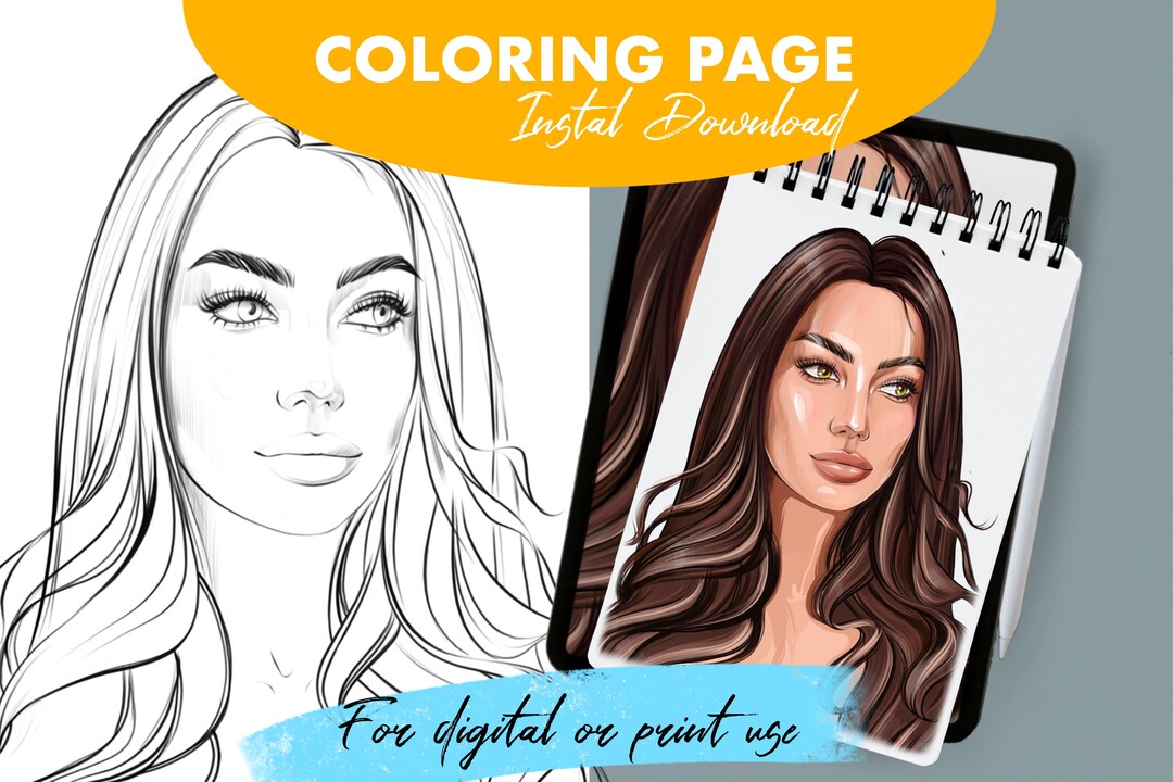 Coloring Page, Fashion Coloring Page, Procreate Coloring Page, Digital ...
