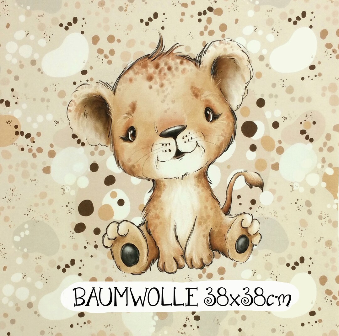 Panel Lion Cotton, Lion Cub From the African Animal Baby Series, Approx ...