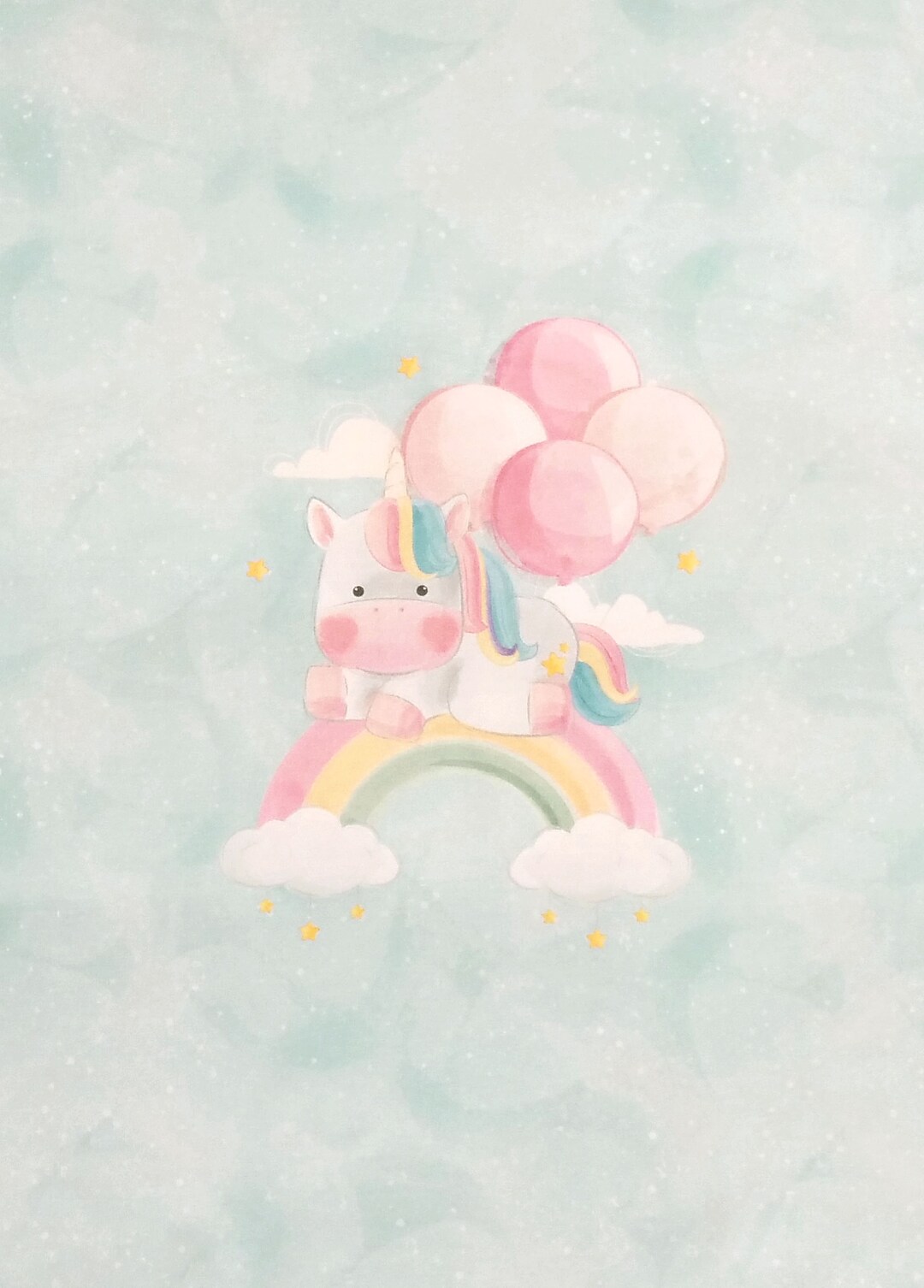 Stoff Panel Einhorn mit Luftballons auf Regenbogen, French Terry, ca. 40x50cm - Etsy.de
