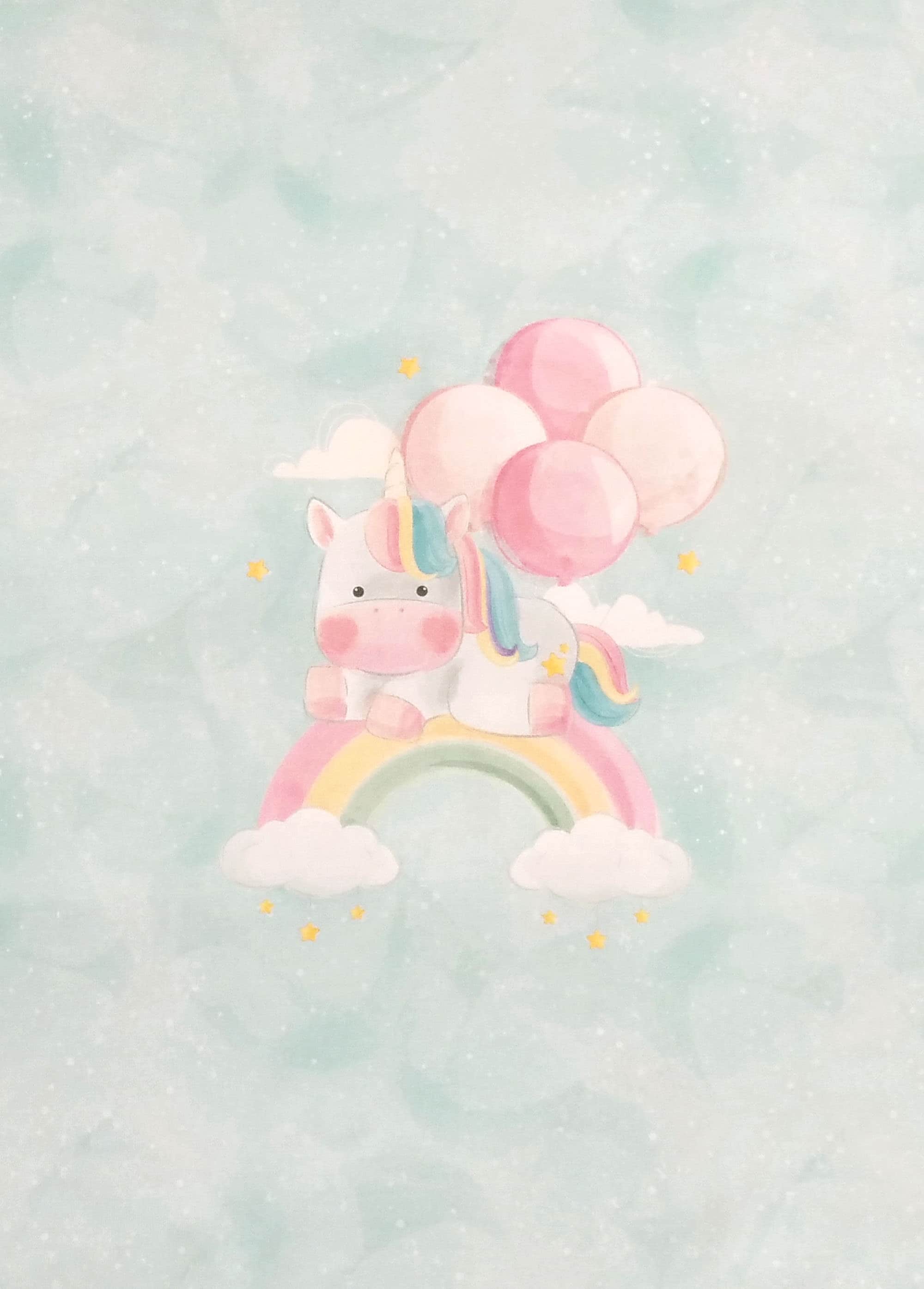 Stoff Panel Einhorn mit Luftballons auf Regenbogen, French Terry, ca. 40x50cm - Etsy.de