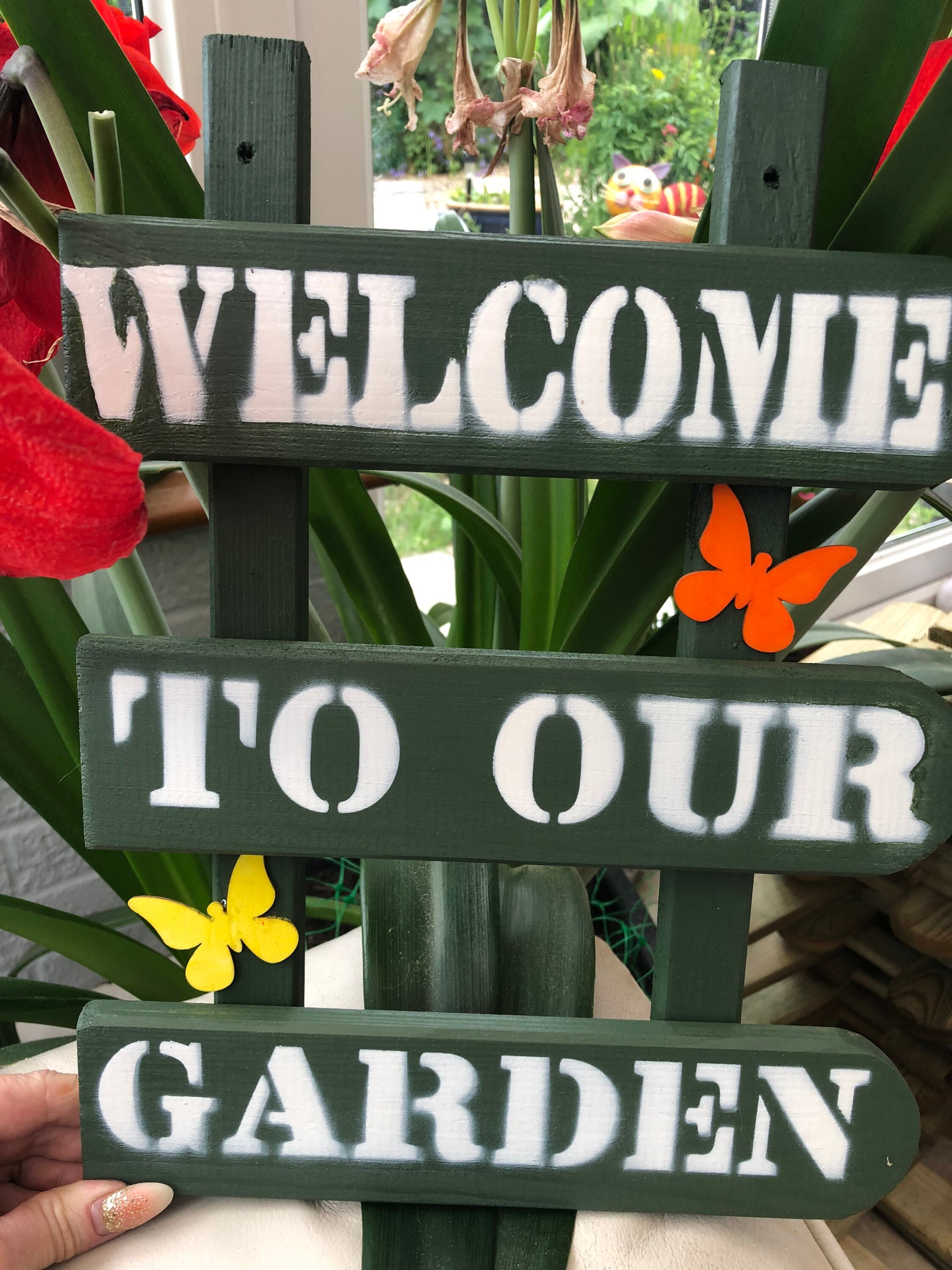New Garden sign welcome to our garden Hand made sanded | Etsy