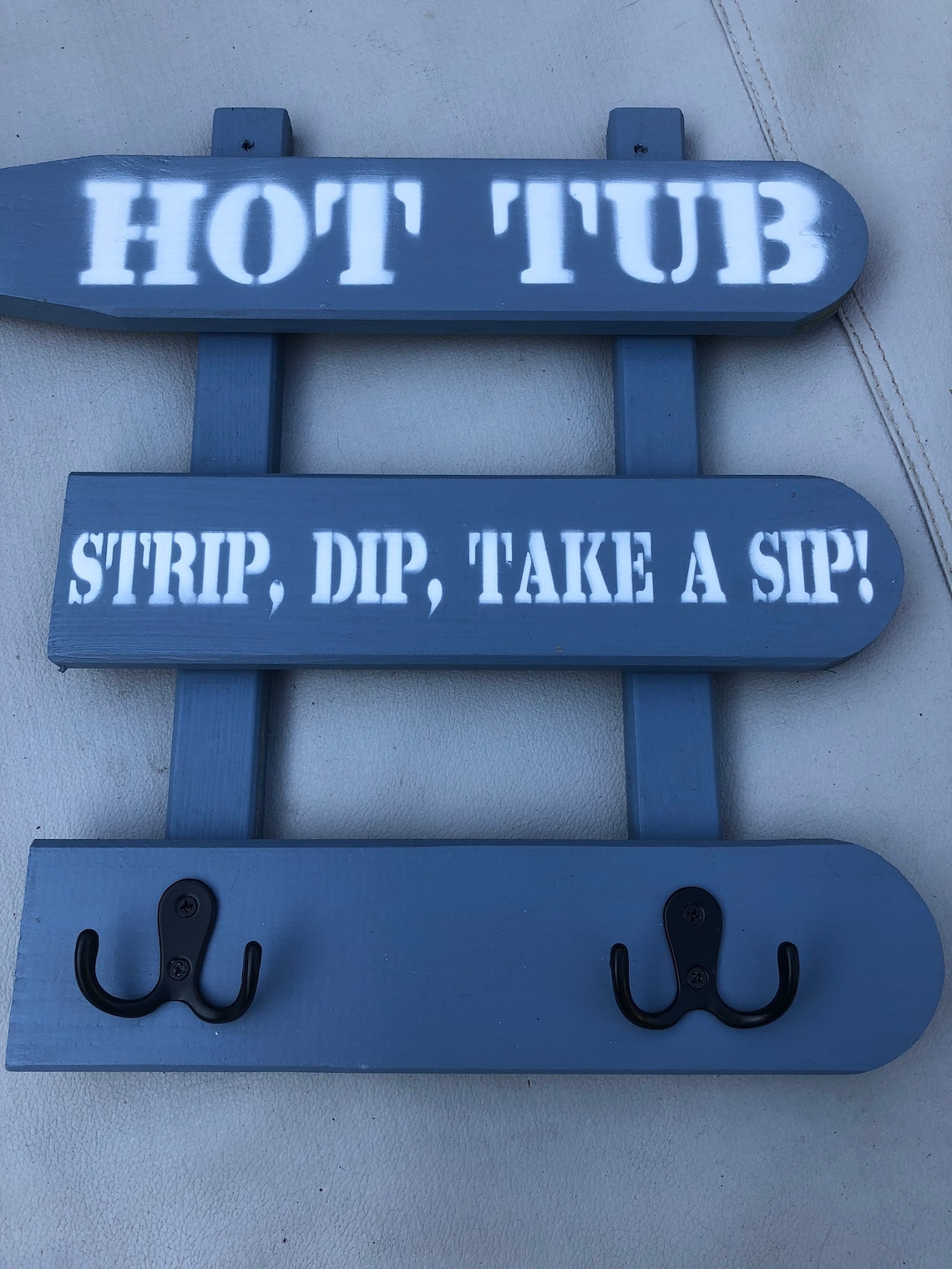 New Hot Tub Sign in Light Blue and White With Hooks for Towels - Etsy UK