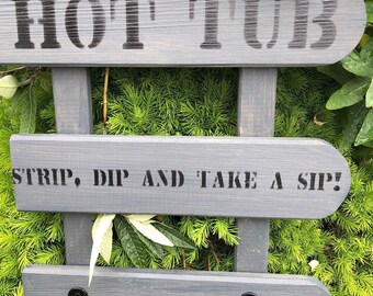 New Grey Hot Tub Sign With Hooks for Towels or Robe Etc, Garden Sign ...