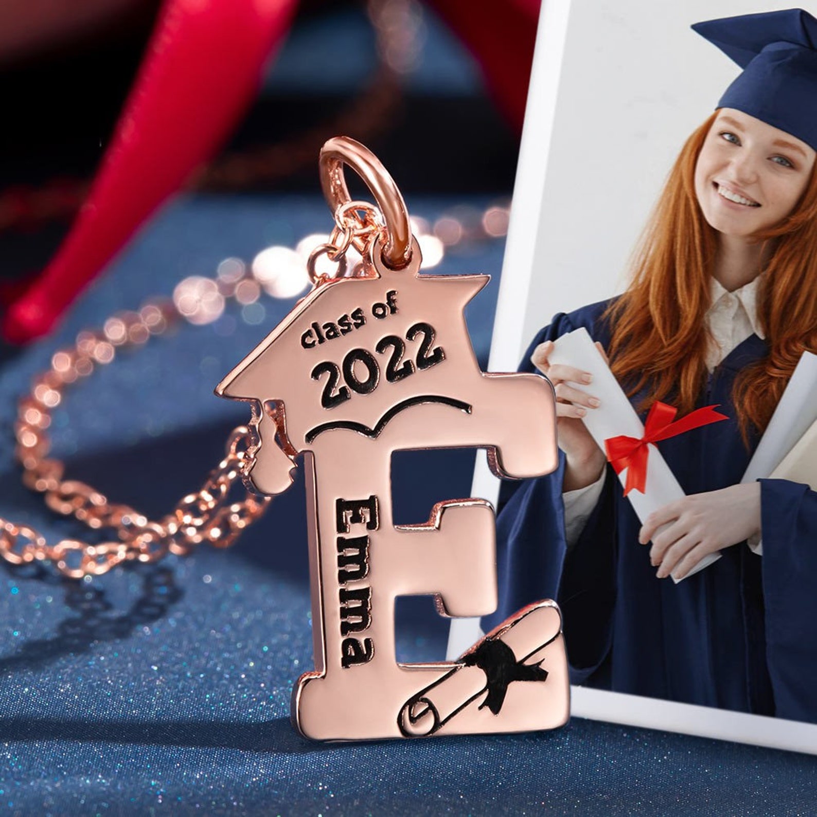 Personalized Graduation Initial Necklace|class of 2023 Graduate Gift ...