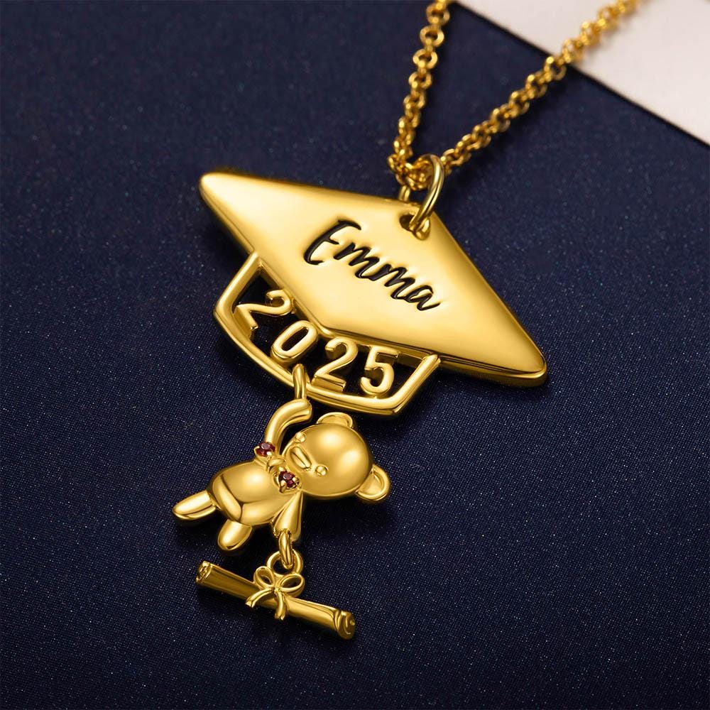 Custom Class of 2025 Graduation Bear Necklace | Sterling Silver - Etsy