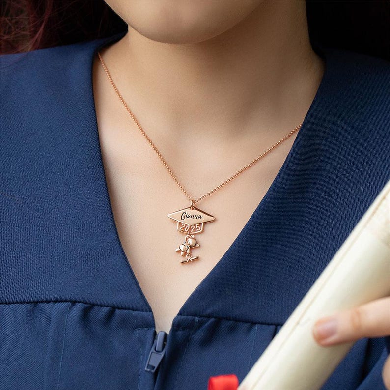 Custom Class of 2025 Graduation Bear Necklace | Sterling Silver - Etsy