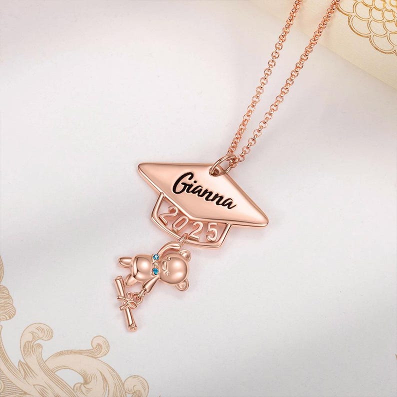 Custom Class of 2025 Graduation Bear Necklace | Sterling Silver - Etsy
