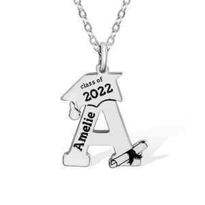 Personalized Graduation Initial Necklace|class of 2023 Graduate Gift ...