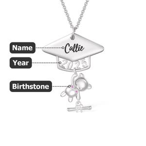 Custom Class of 2025 Graduation Bear Necklace | Sterling Silver - Etsy