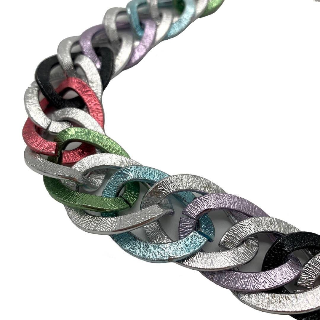 Cool Vintage Colourful Metallic Link Chain Necklace - Etsy