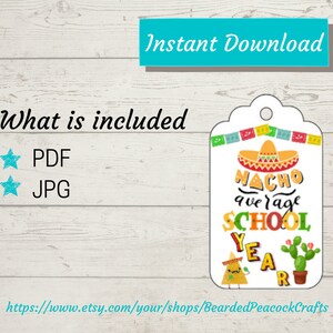 Printable Gift Tag for Teacher Appreciation,nacho Average School Tags ...