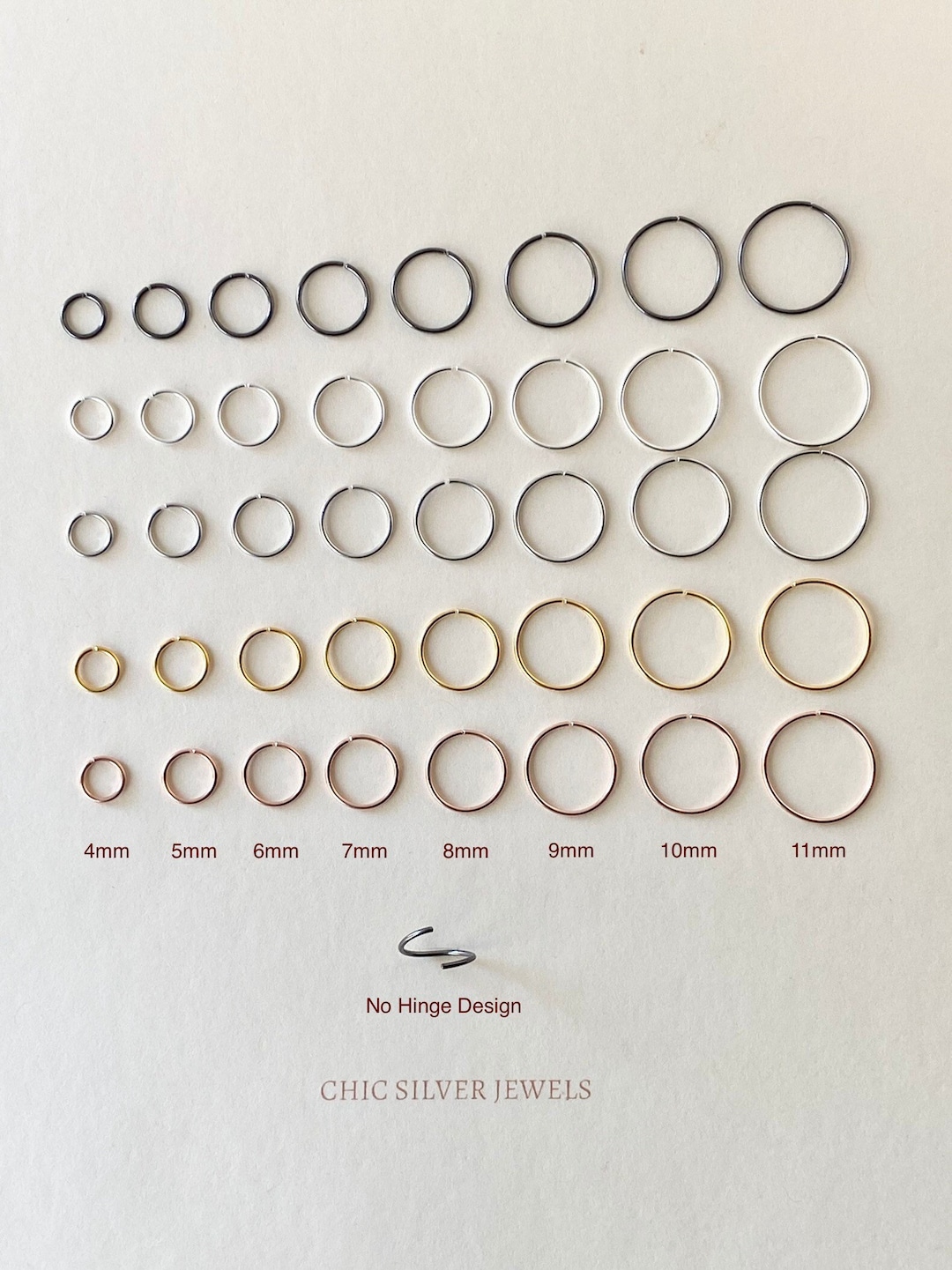 THIN 22 Gauge 0.6mm Infinite Hoop, Cartilage Nose Tragus Helix Conch ...