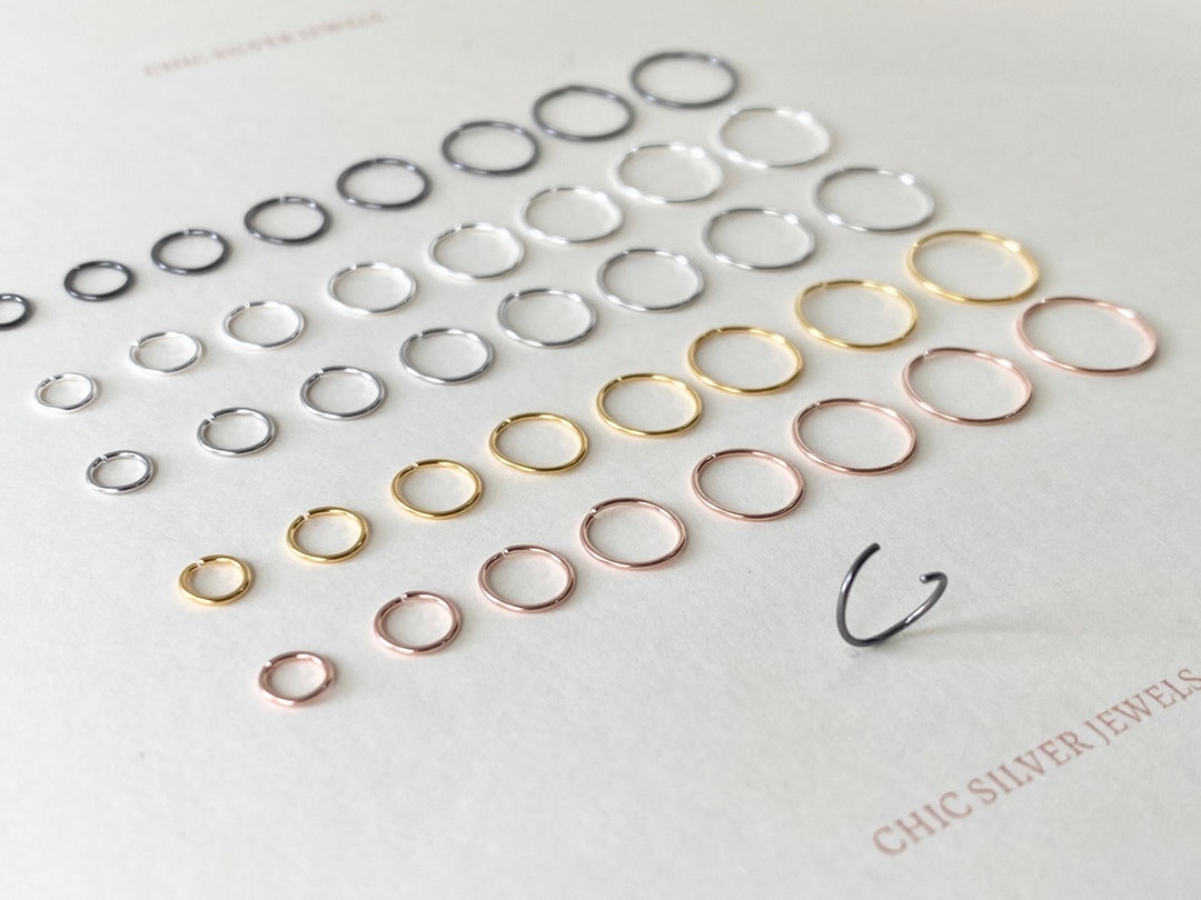 VERY THIN 24 Gauge 0.5mm Infinite Hoop, Cartilage Nose Tragus Helix ...