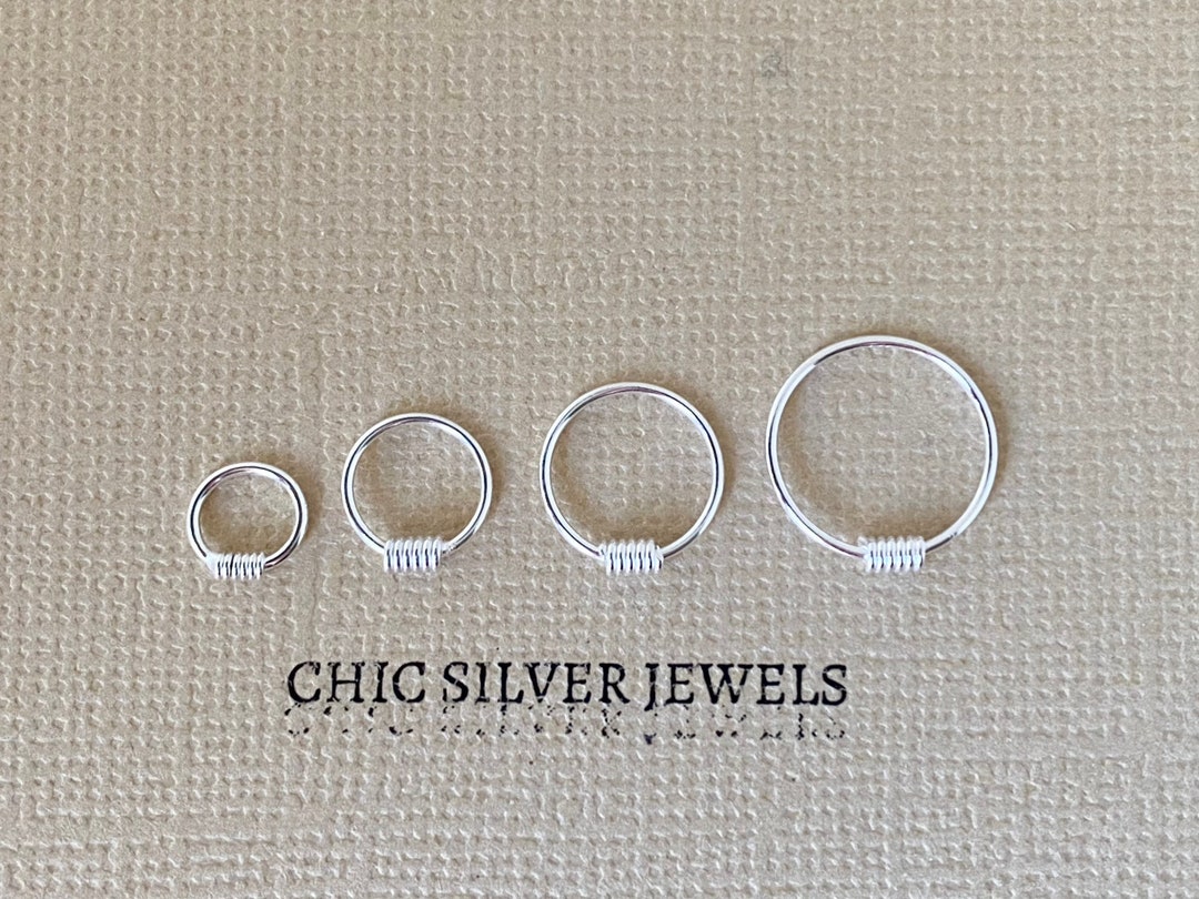 Sterling Silver Earring Coil 21 Gauge 0.7mm Wire Hoop Cartilage Tragus ...