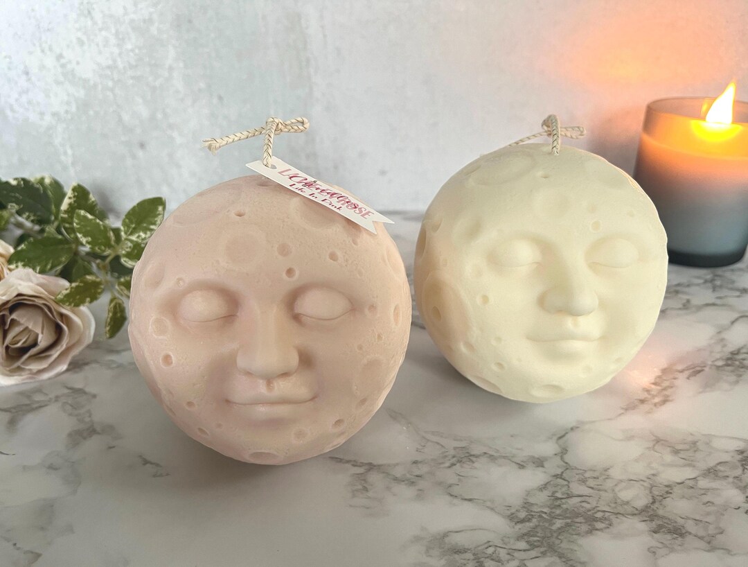 Full Moon Candle, 3D Moon Candle, Moonlight Candle, Moon Face Candle ...