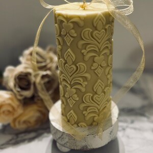 Scroll Pattern Pillar Candle, Elegant Pillar Candle, Tall Pillar ...