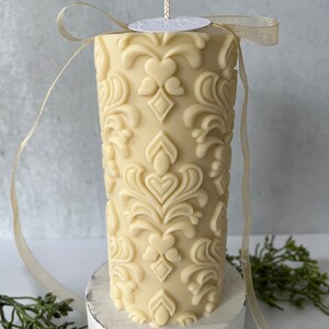 Scroll Pattern Pillar Candle, Elegant Pillar Candle, Tall Pillar ...