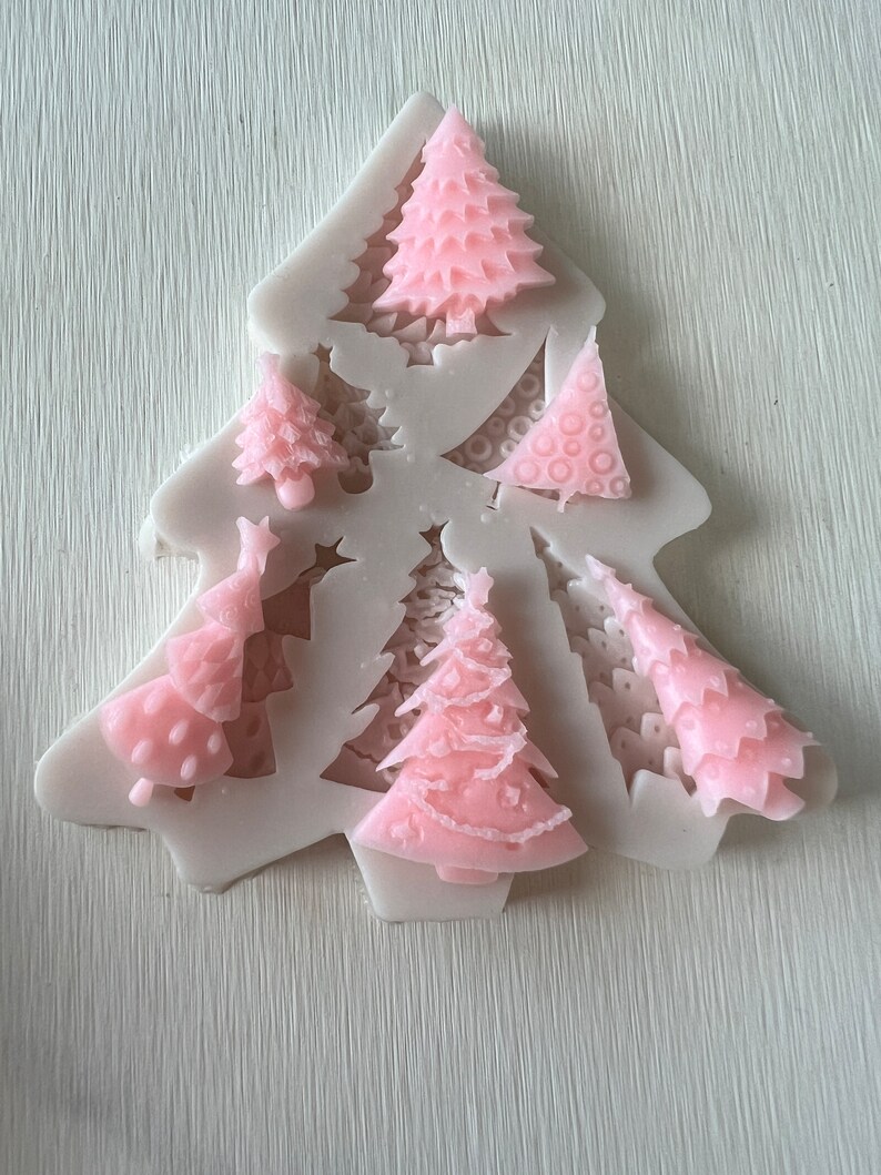 Christmas Tree Silicone Mold, Holiday Mold, Winter Trees, 6 Different ...