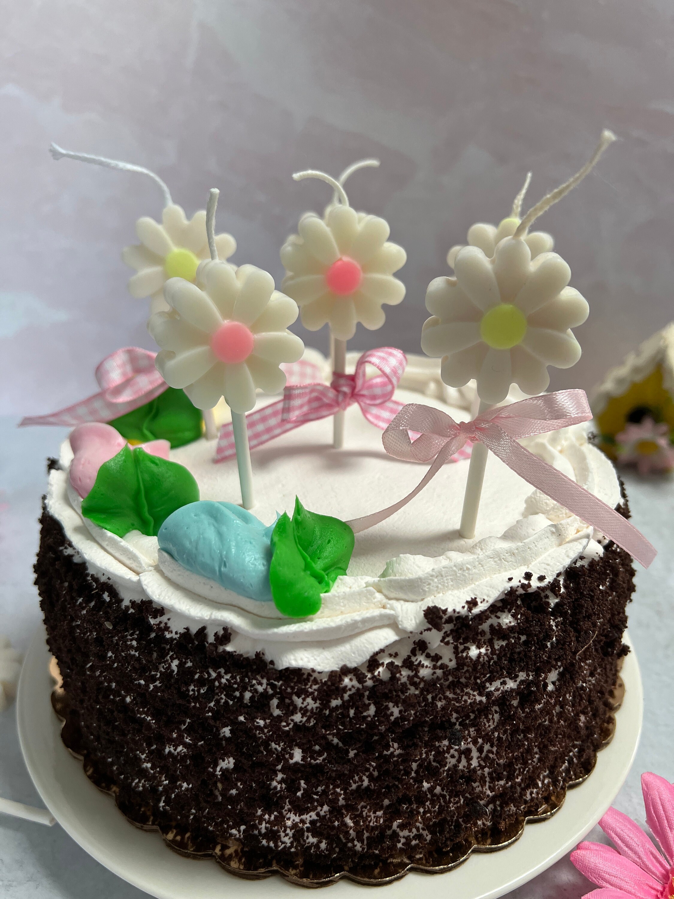 Daisy Cake Candles/set of 6/flower Candles Birthday Candles - Etsy